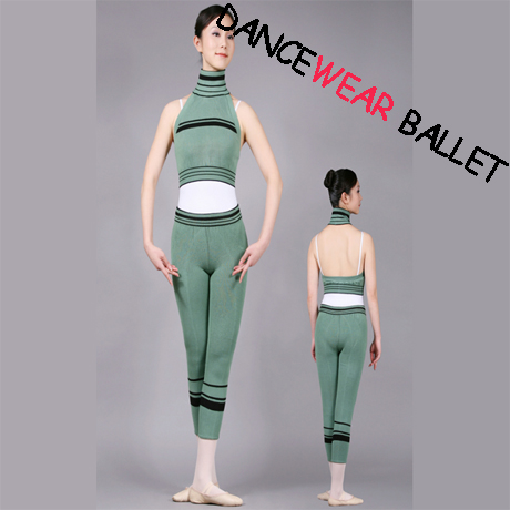 Dancewear Ballet Warm-up High Neck Stripe Top And Capri Pants_Tops ...